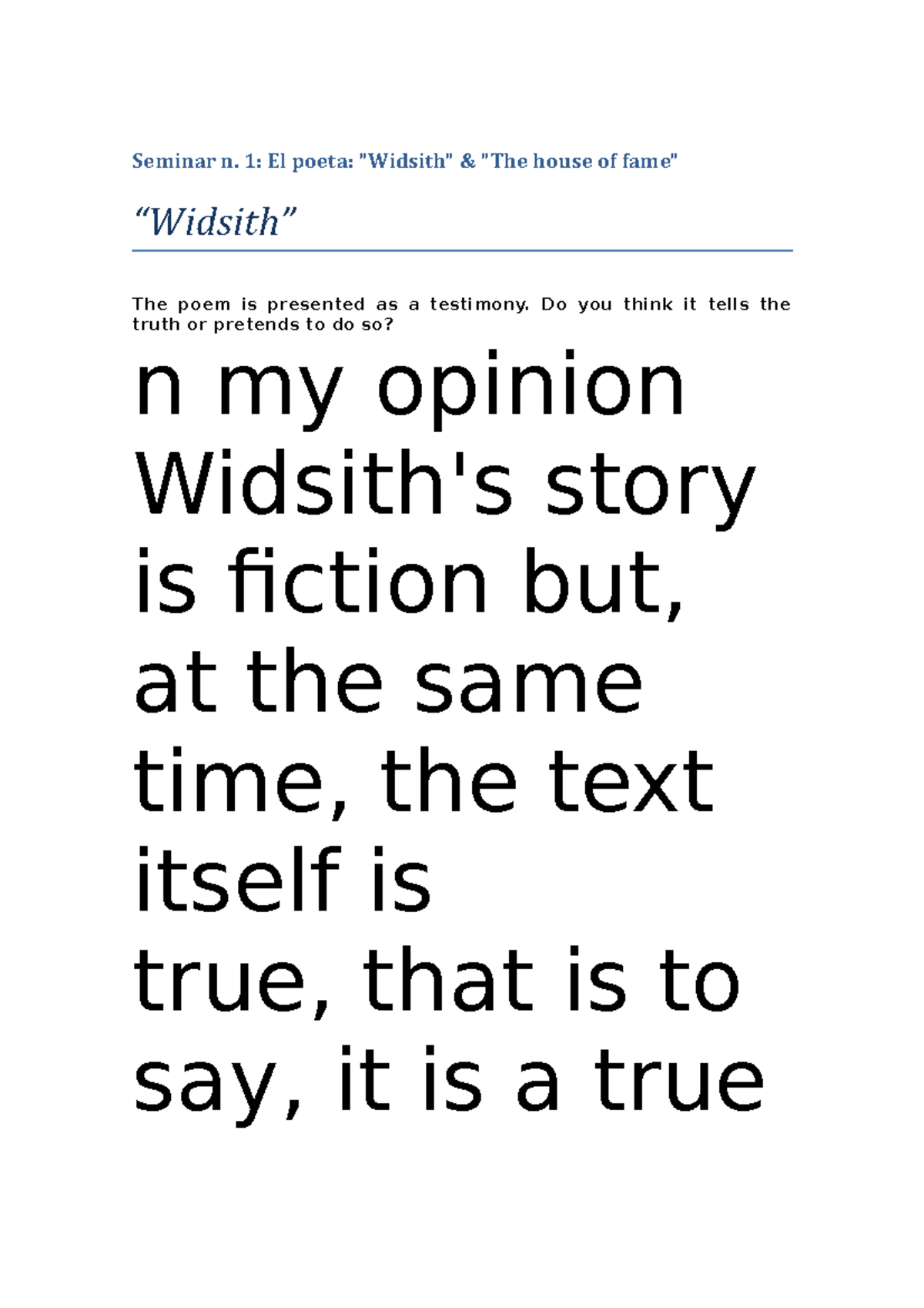 Seminar Widsith and The House of Fame - Seminar n. 1: El poeta ...