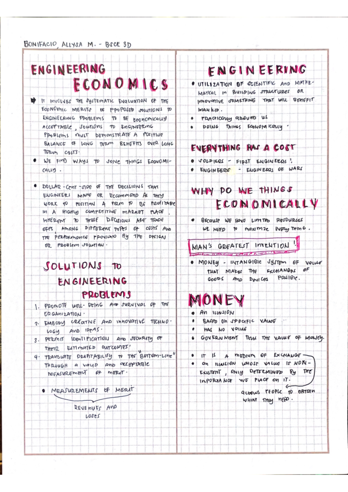 ECon Notes (M1)- Bonifacio - BS Civil Engineering - Studocu