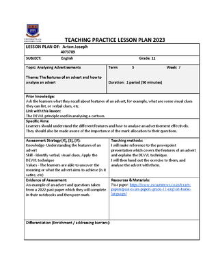 TP Lesson plan - GEO mapwork Grade 8 Geography - LESSON PLAN OF: Arton ...