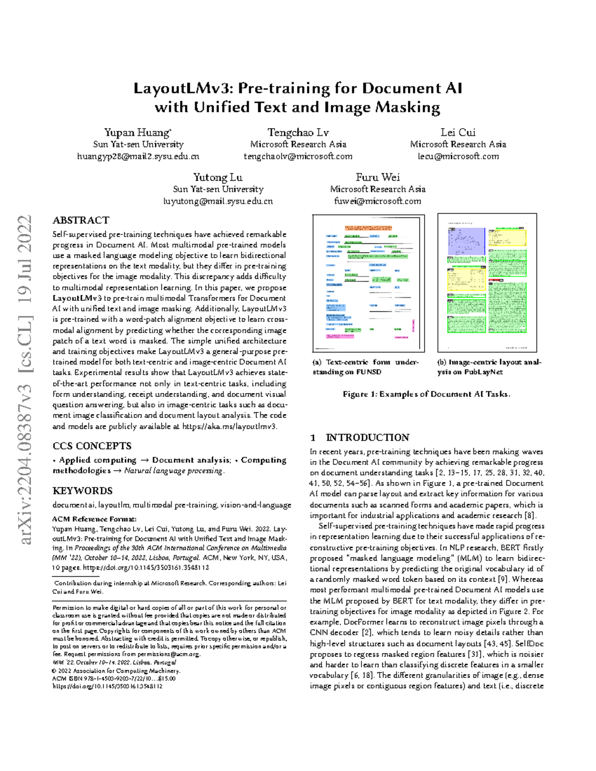 2204 - LayoutLMv3: Pre-training for Document AI with Unified Text and ...
