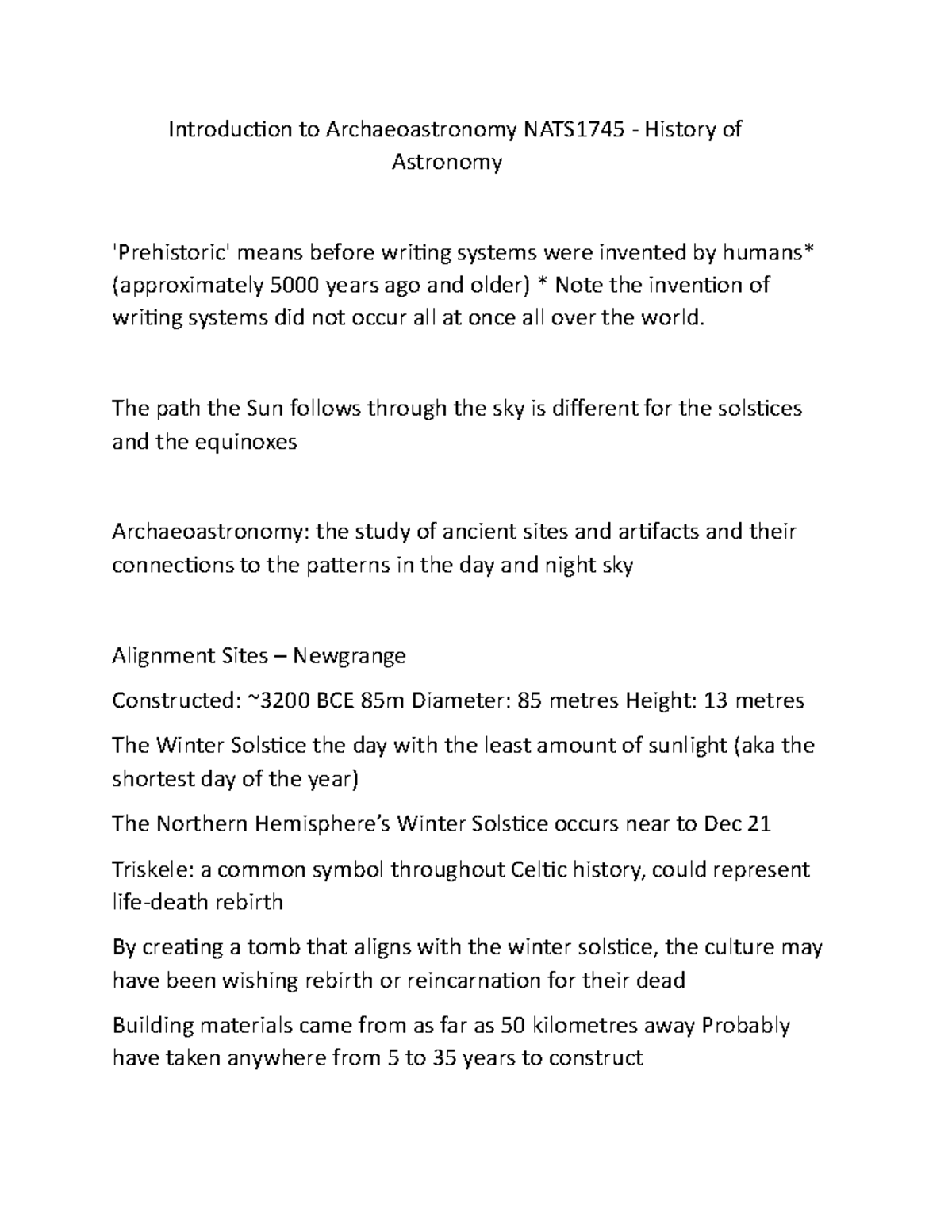 SC-NATS-1745 Unit 1 Notes - Introduction to Archaeoastronomy NATS1745 ...