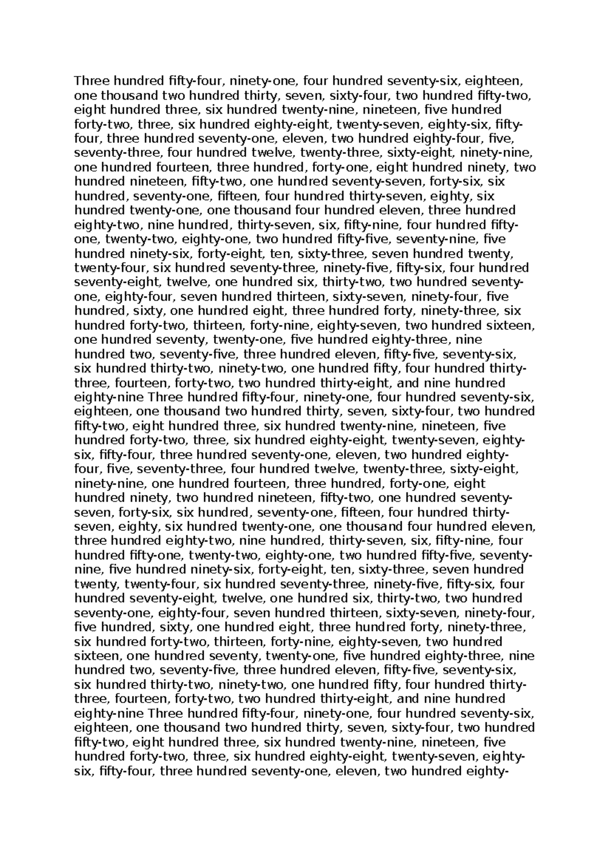 Most important notes - Three hundred fifty-four, ninety-one, four ...