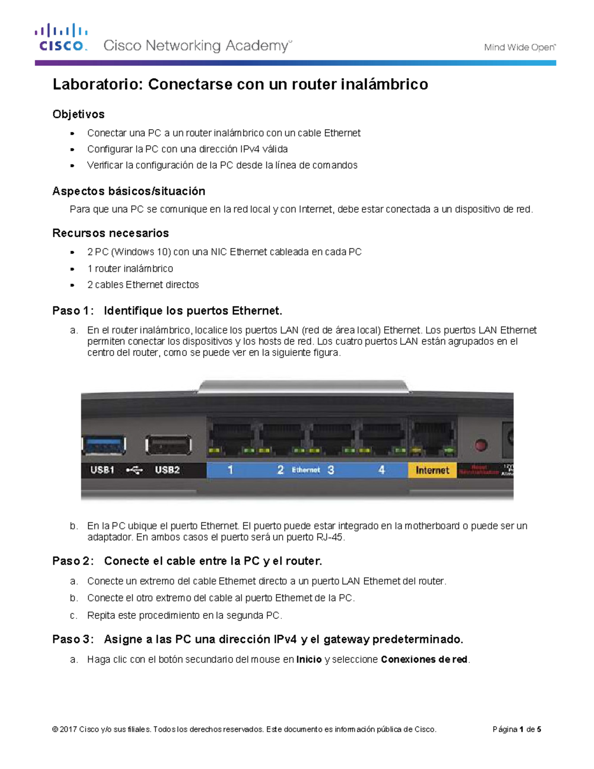 3.5.2.5 Lab - Connect to a Wireless Router - Objetivos Conectar una PC ...