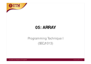 Programming Technique I - SCSJ 1013 - UTM - Studocu