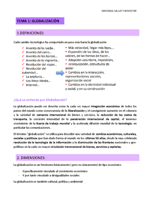 Globalización teoria examen prueba primero - TEMA 1: GLOBALIZACIÓN ...