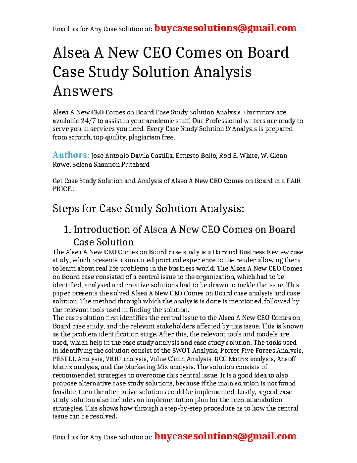 Case Solution Alsea A New CEO Comes on Board - Alsea A New CEO Comes on ...