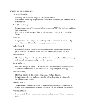 Principles OF Marketing Notes 1 - PRINCIPLES OF MARKETING Marketing is ...