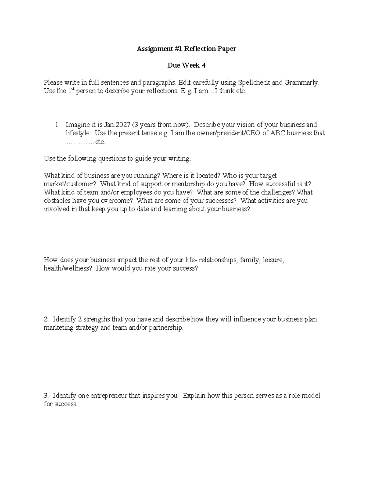 Assignment #1 - abcsidijheq - Assignment #1 Reflection Paper Due Week 4 ...