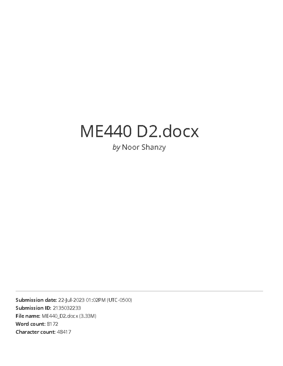ME440 D2 - Construction Engineering - ME440 D2 by Noor Shanzy Submission date: 22-Jul-2023 01 ...