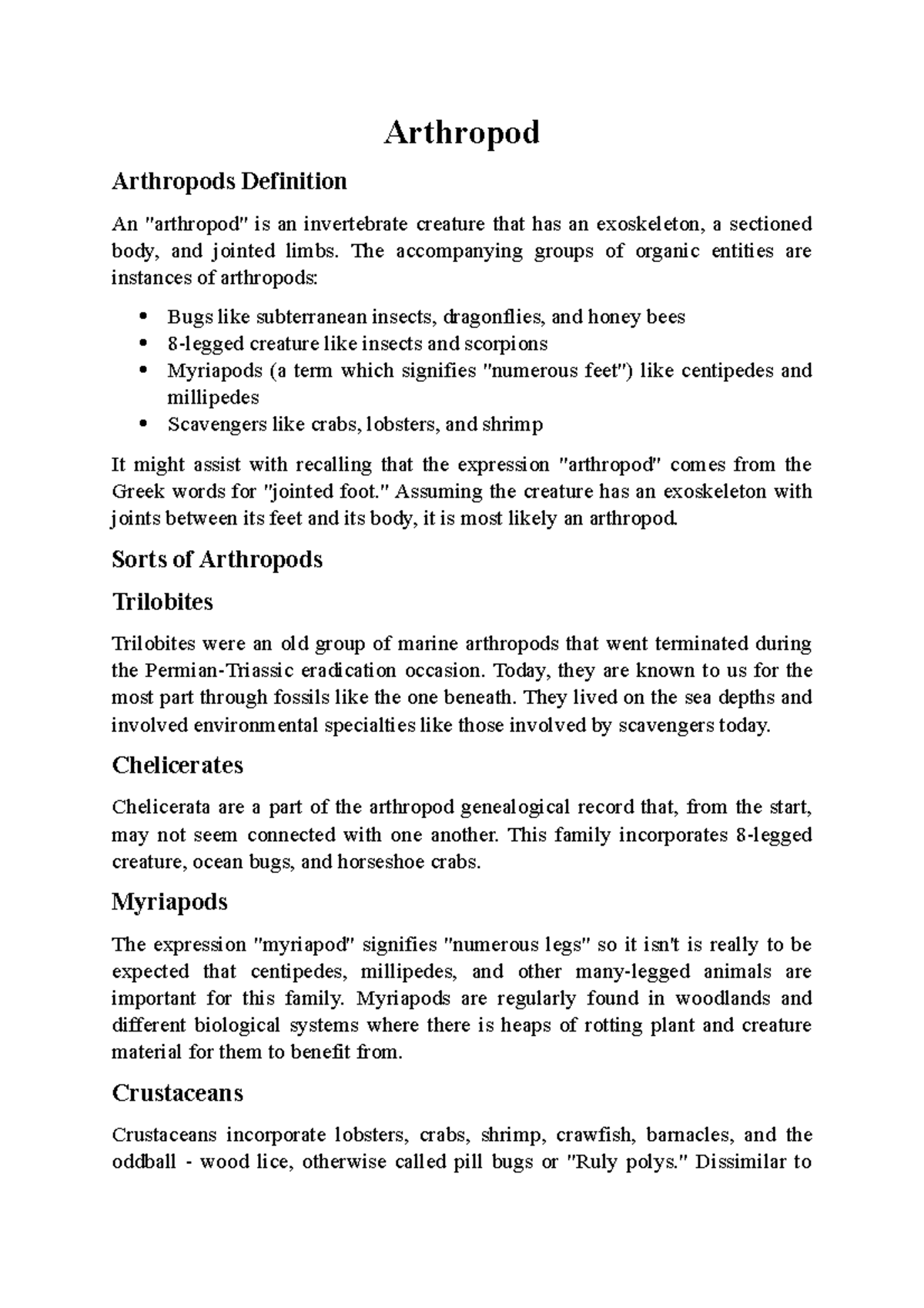Arthropod - Arthropod Arthropods Definition An "arthropod" is an ...