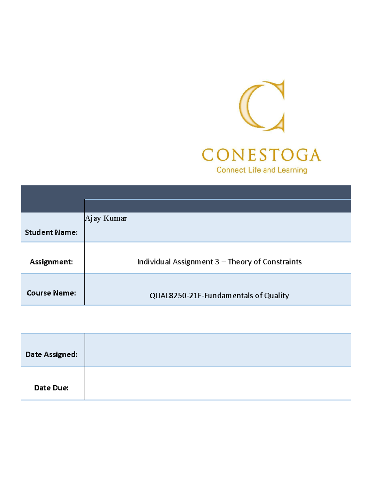 Document 15 - Assignment 2 full - Student Name: Ajay Kumar Assignment: Individual Assignment 3 ...