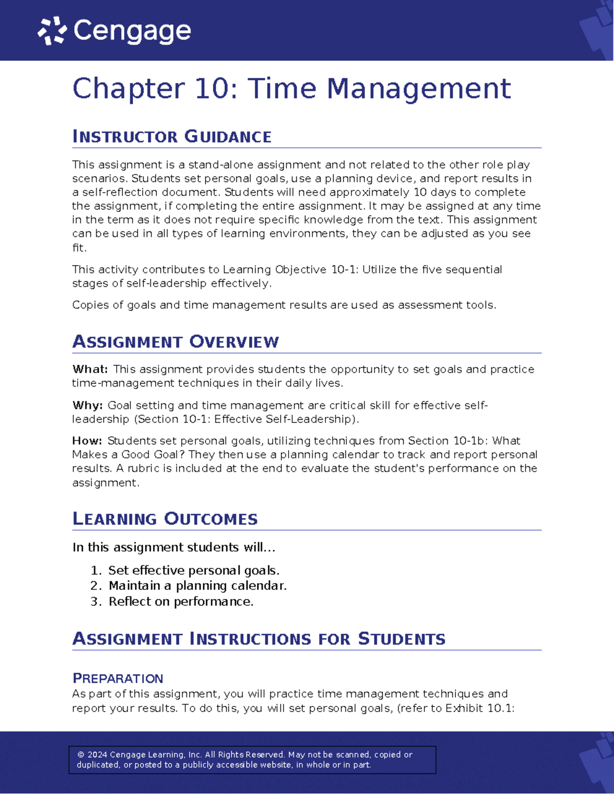 Time Mgmt - Student 1 - work - © 2024 Cengage Learning, Inc. All Rights ...