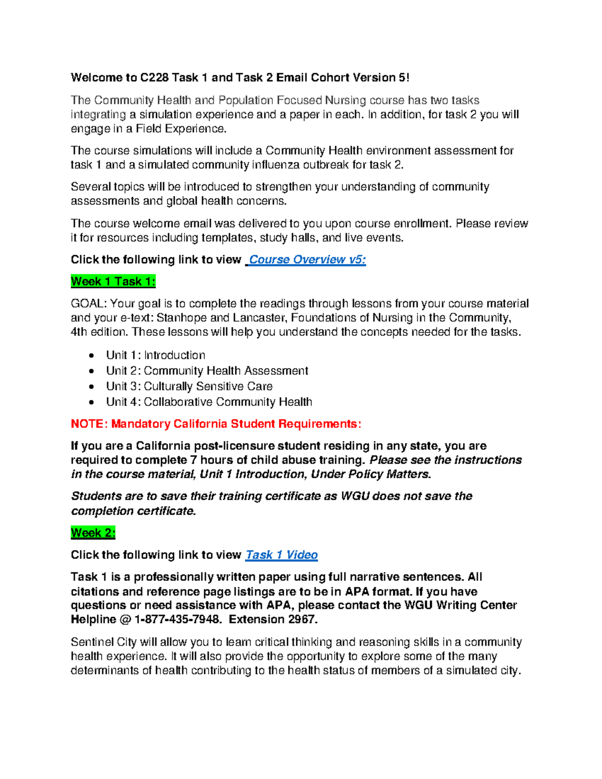 Welcome to C228 Task 1 and Task 2 Email Cohort Version 5 - Welcome to ...