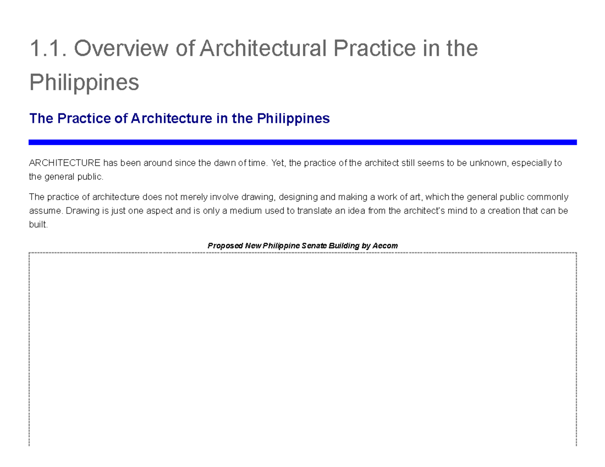 1 - Overview of Architectural Practice in the Philippines - 1. Overview ...