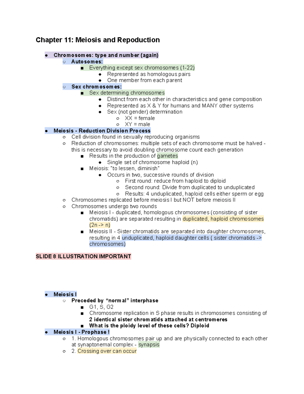 Bio 111 chap 11 - Dr. Angela Hawkins - Chapter 11: Meiosis and ...