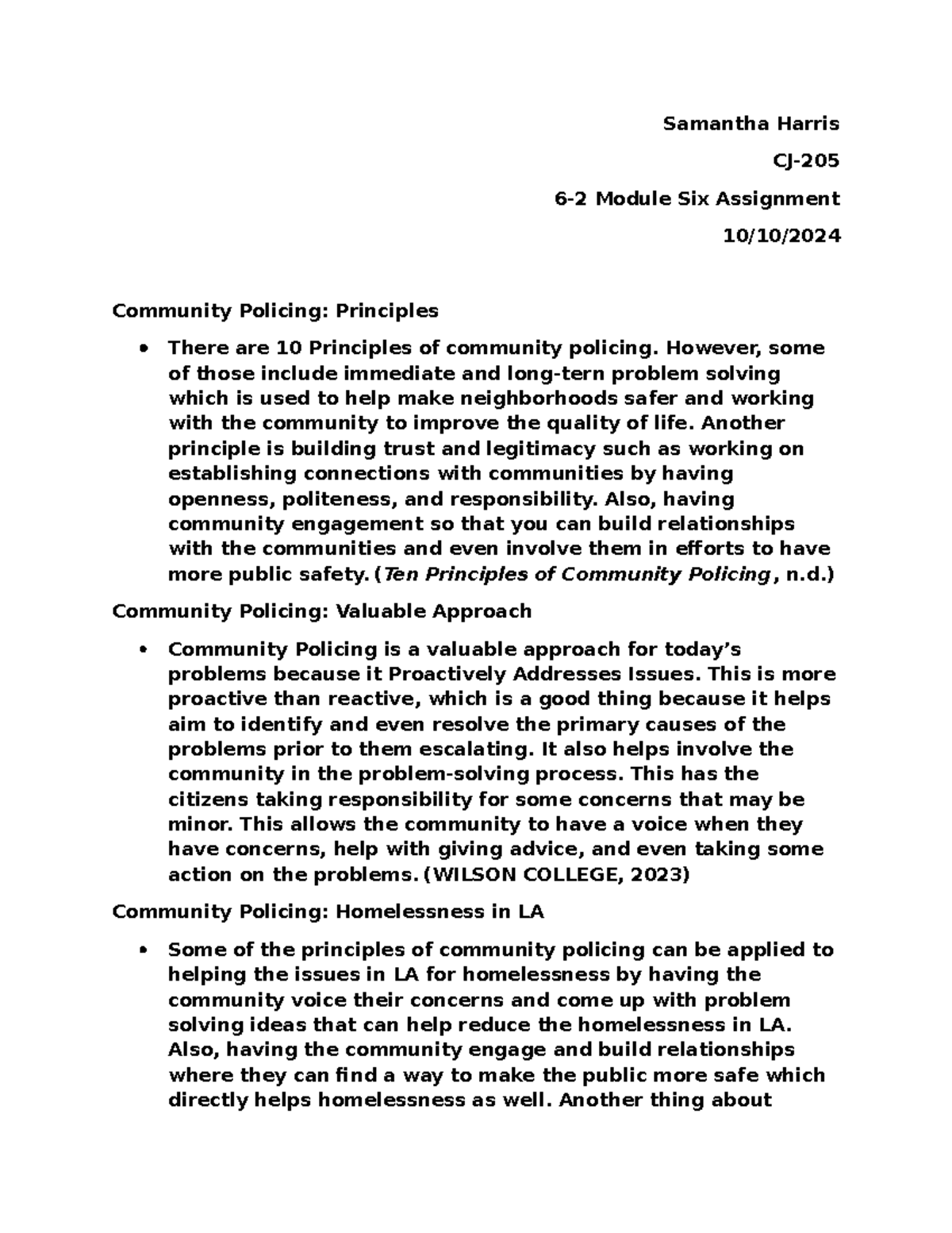 6-2 Module Six CJ 205 - Samantha Harris CJ- 6-2 Module Six Assignment ...