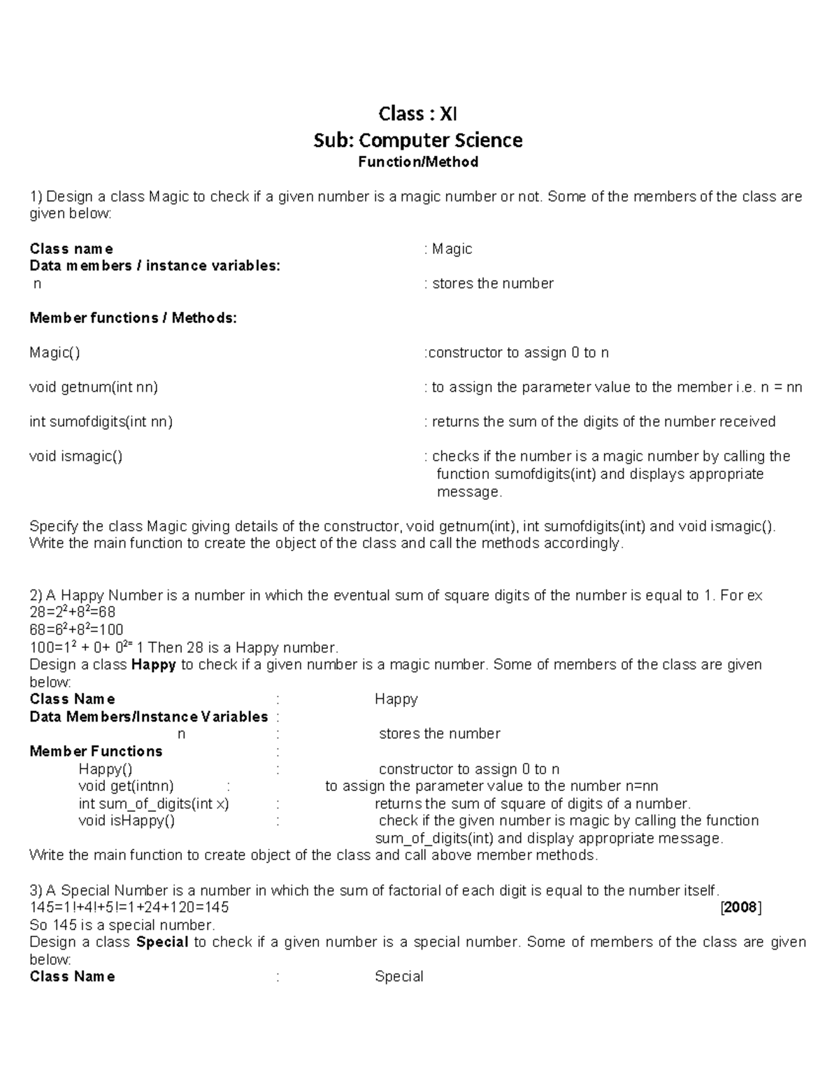 Function based programs - Class : XI Sub: Computer Science Function ...