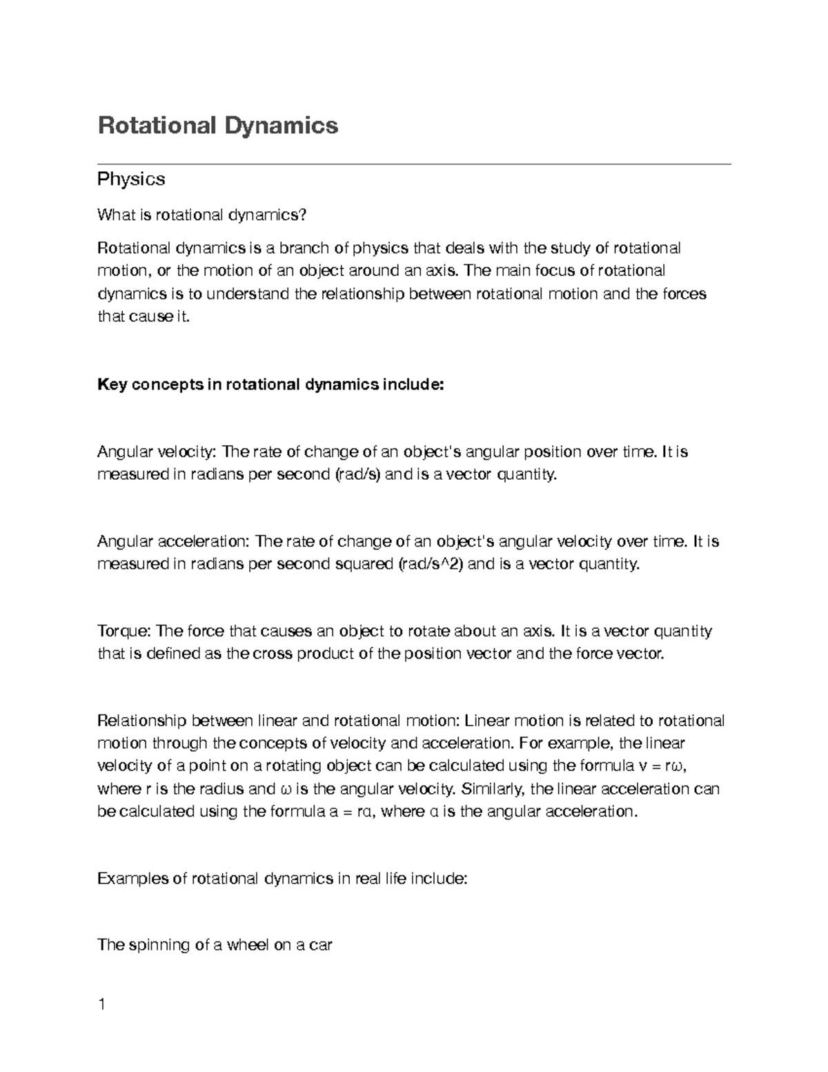 Rotational Dynamics Notes - Rotational Dynamics Physics What is ...