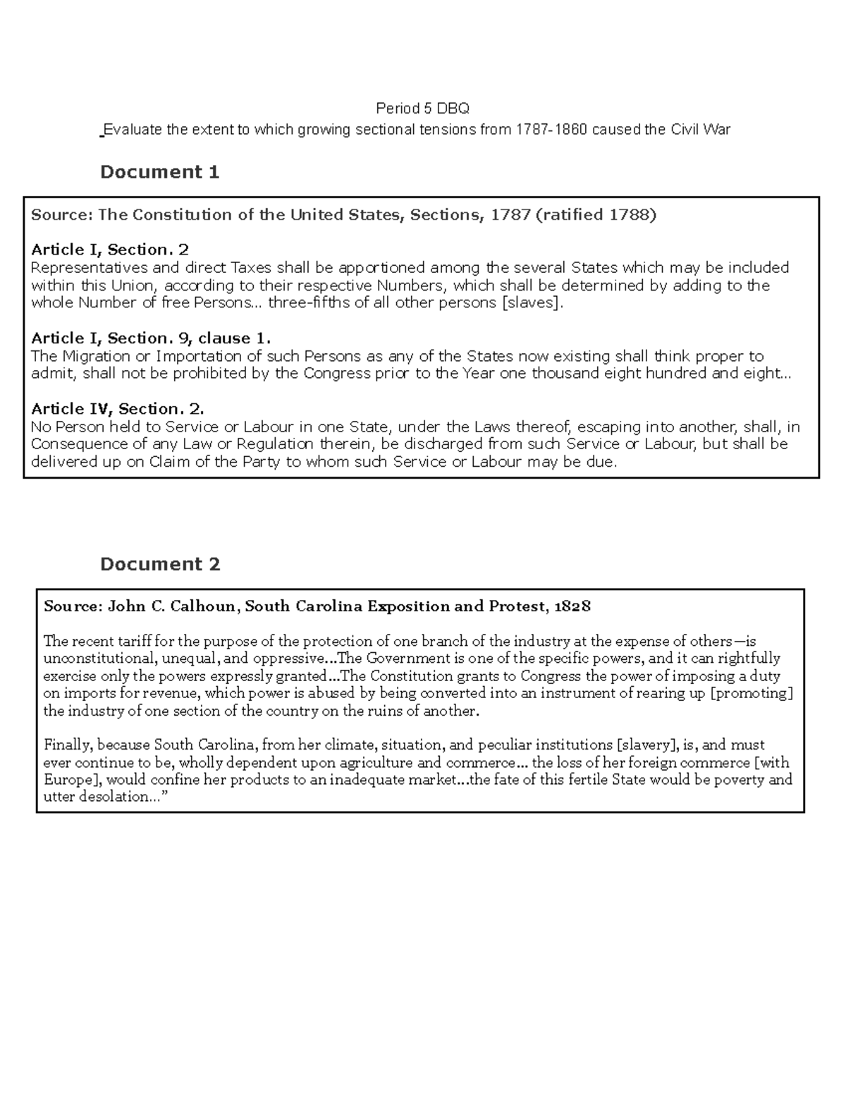 Period 5 DBQ - Practice DBQ with documents - Period 5 DBQ Evaluate the ...