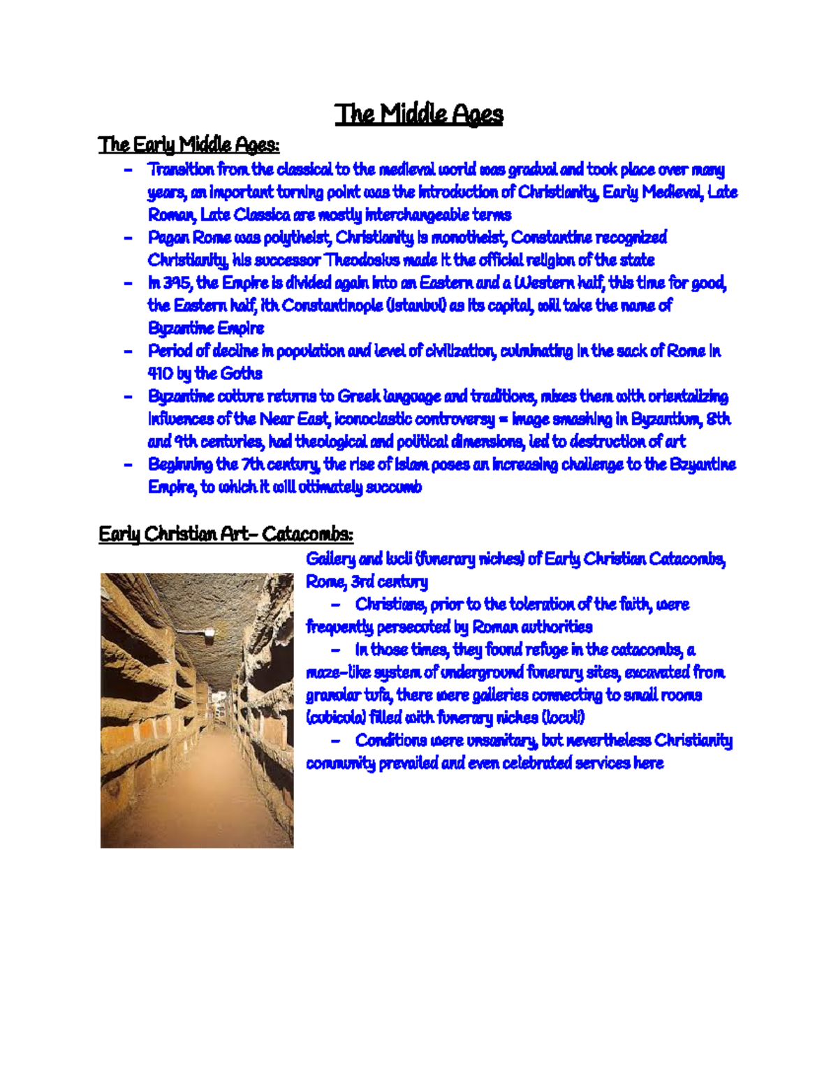 Intro to Fine Arts 1001 Notes The Middle Ages - The Middle Ages The ...