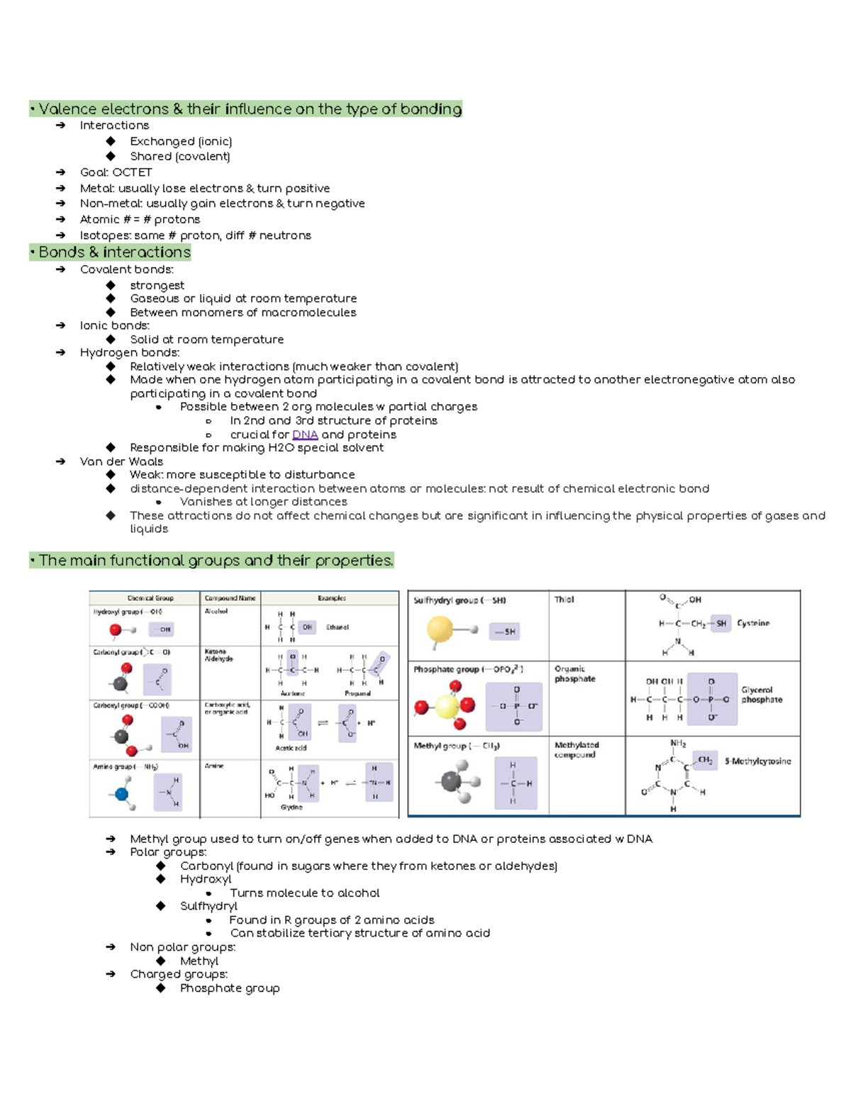 Biology 2 complete summary - Valence electrons & their influence on the ...