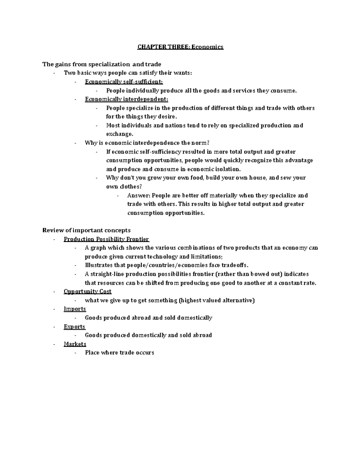 Chapter 3 Economics - Professor Chandini lecturer notes with poll ...