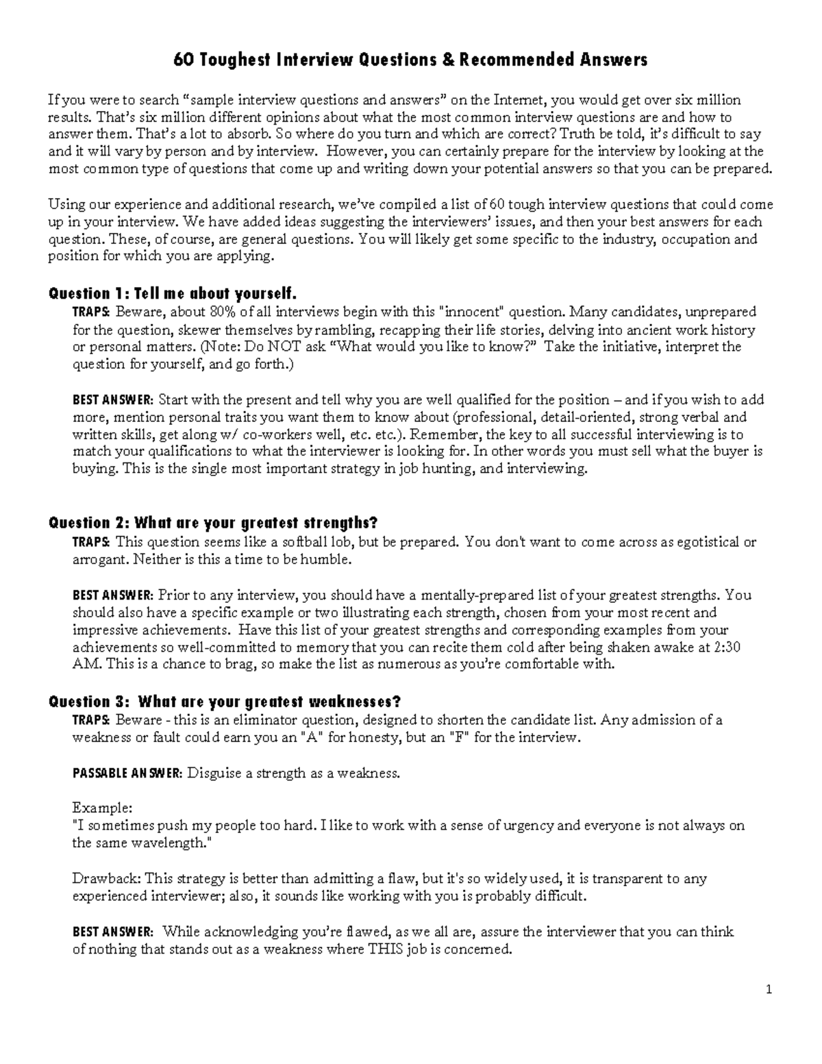 60 Toughest Interview Questions - Marketing - Studocu