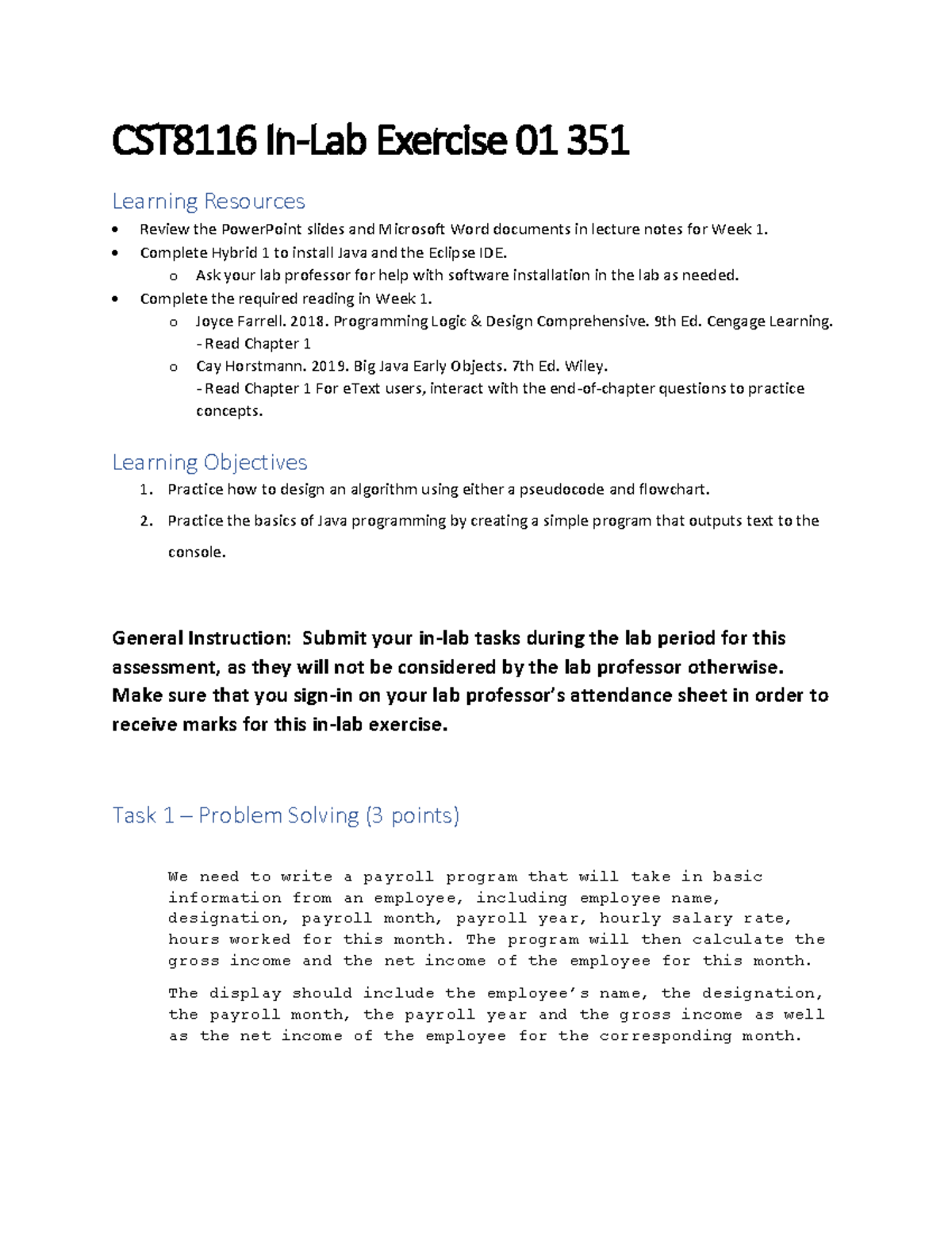 In-Lab Exercise 01 351 - uftgfgyu980ijkolmp[k,;m - CST8116 In-Lab Exercise 01 351 Learning ...