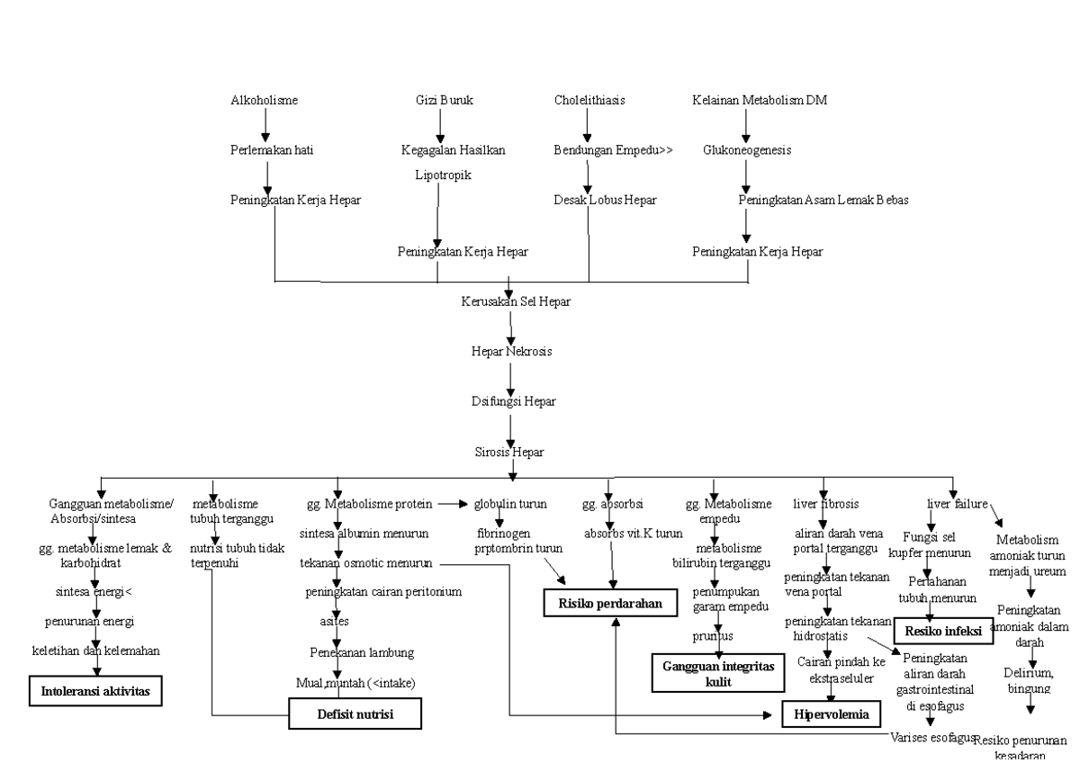 Pathway sirosis hepatis - Alkoholisme Gizi Buruk Cholelithiasis ...