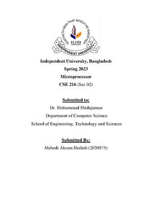 CSE216 final Answer - PART E E1. Direct Memory Access (DMA) transfers the block of data between ...