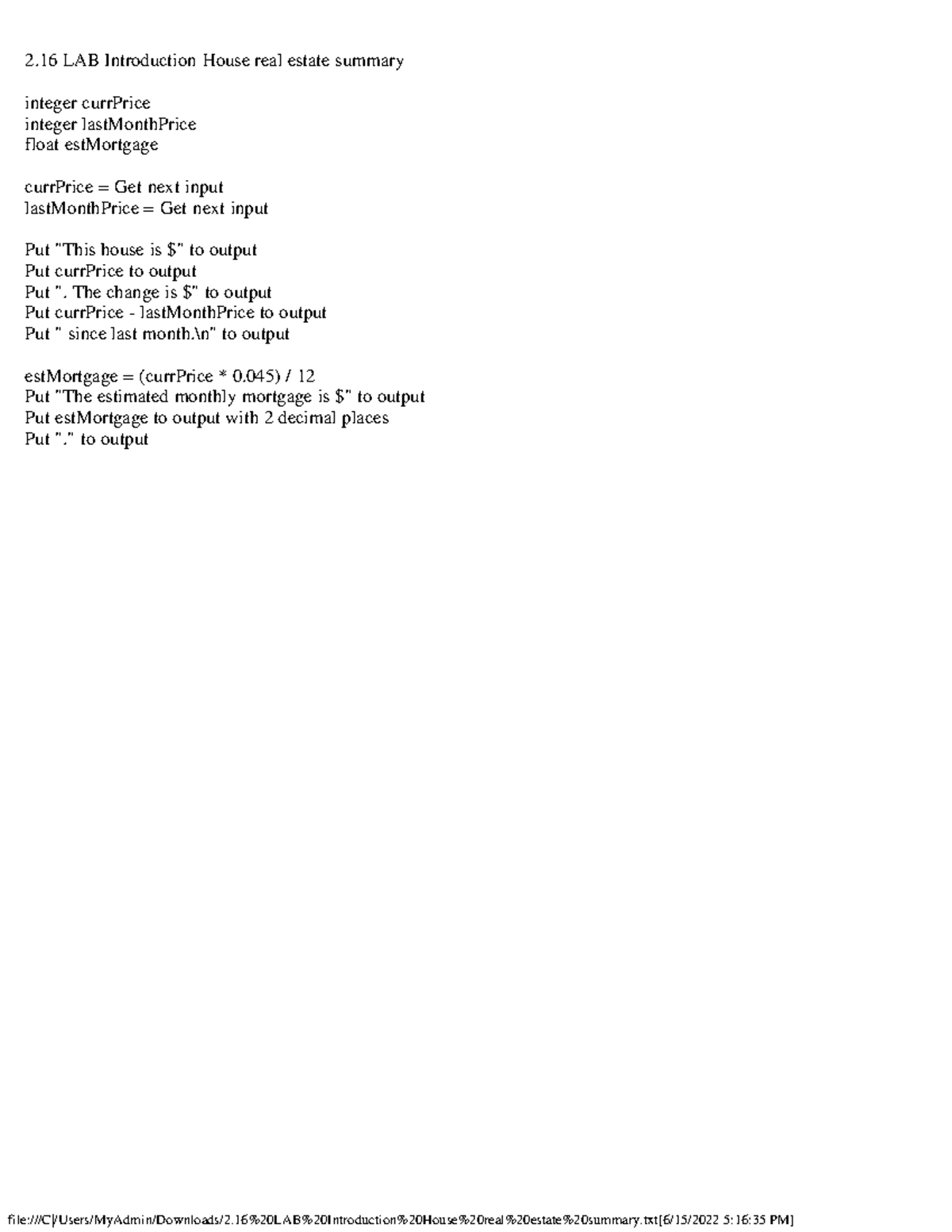 C173 zy Books Lab Solutions - - Studocu