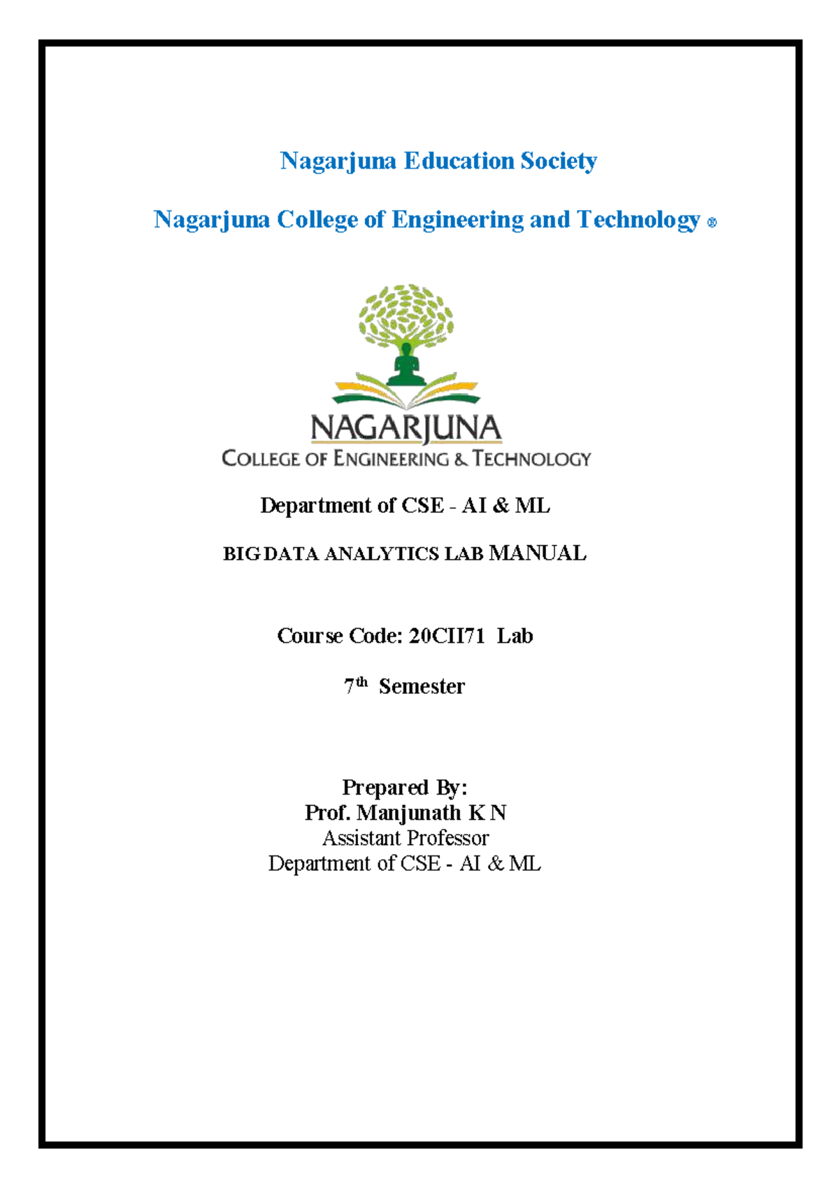 Big Data Analytics Lab Manual - Nagarjuna Education Society Nagarjuna ...
