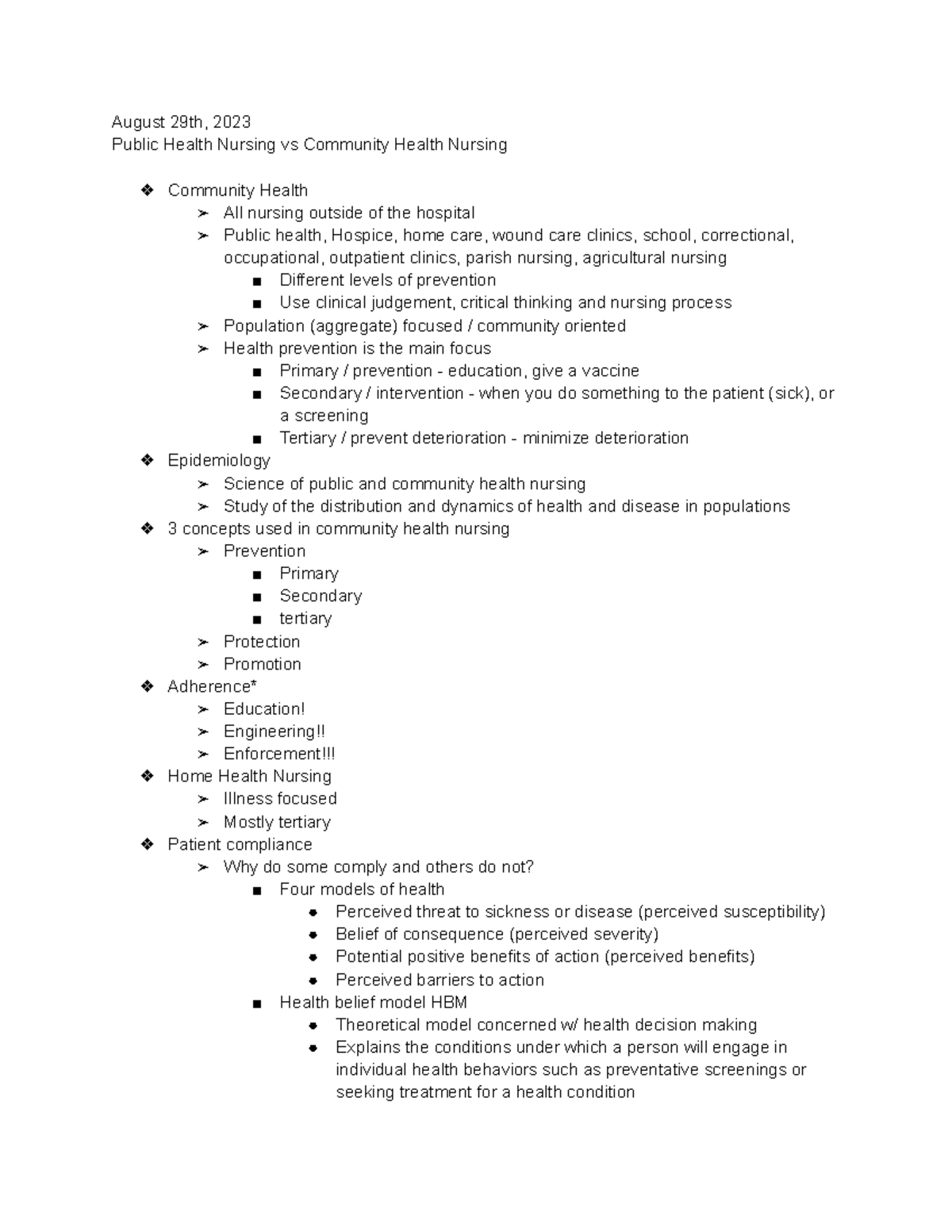 Public Health Nursing vs Community Health Nursing - Studocu