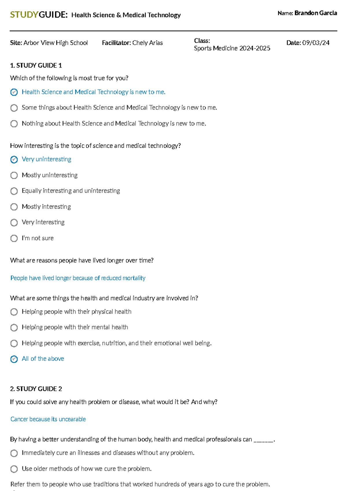 Health Science & Medical Technology 11302016 - STUDYGUIDE: Health ...