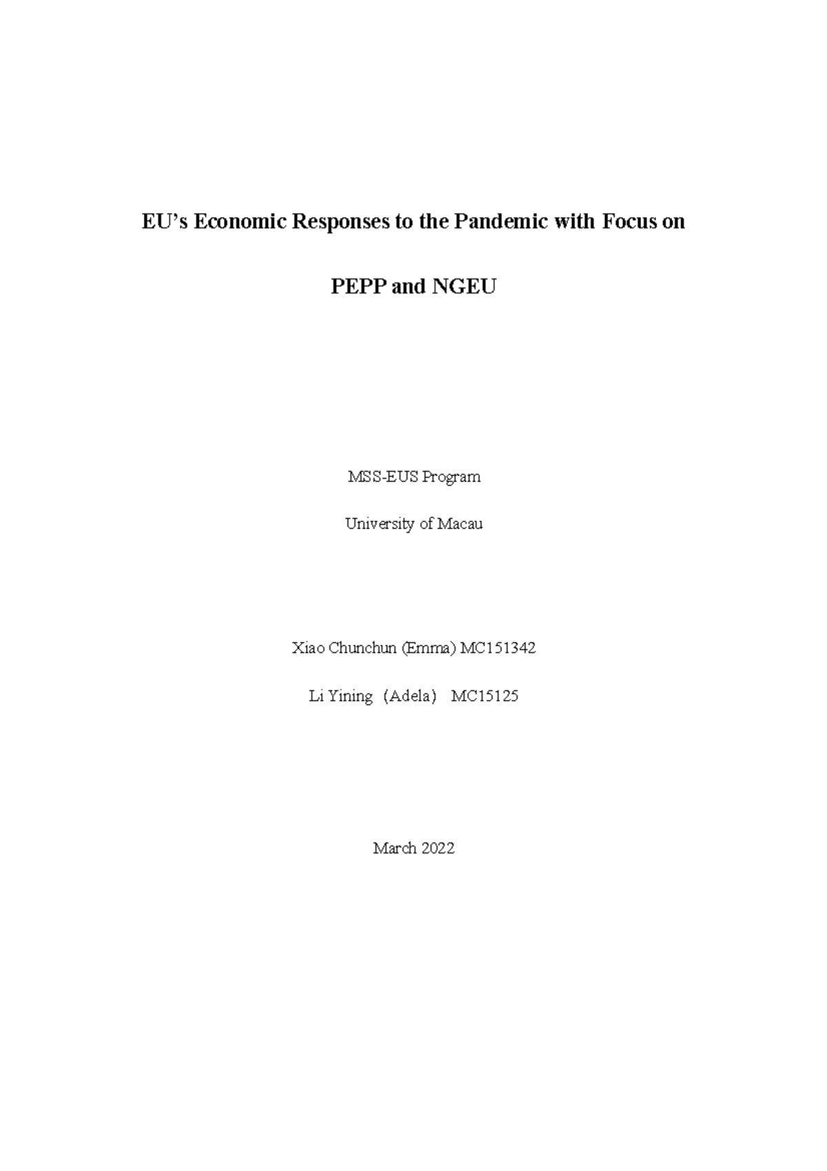 EMU Essay-Emma&Adela - Direct effect allows rights under EU law to be ...