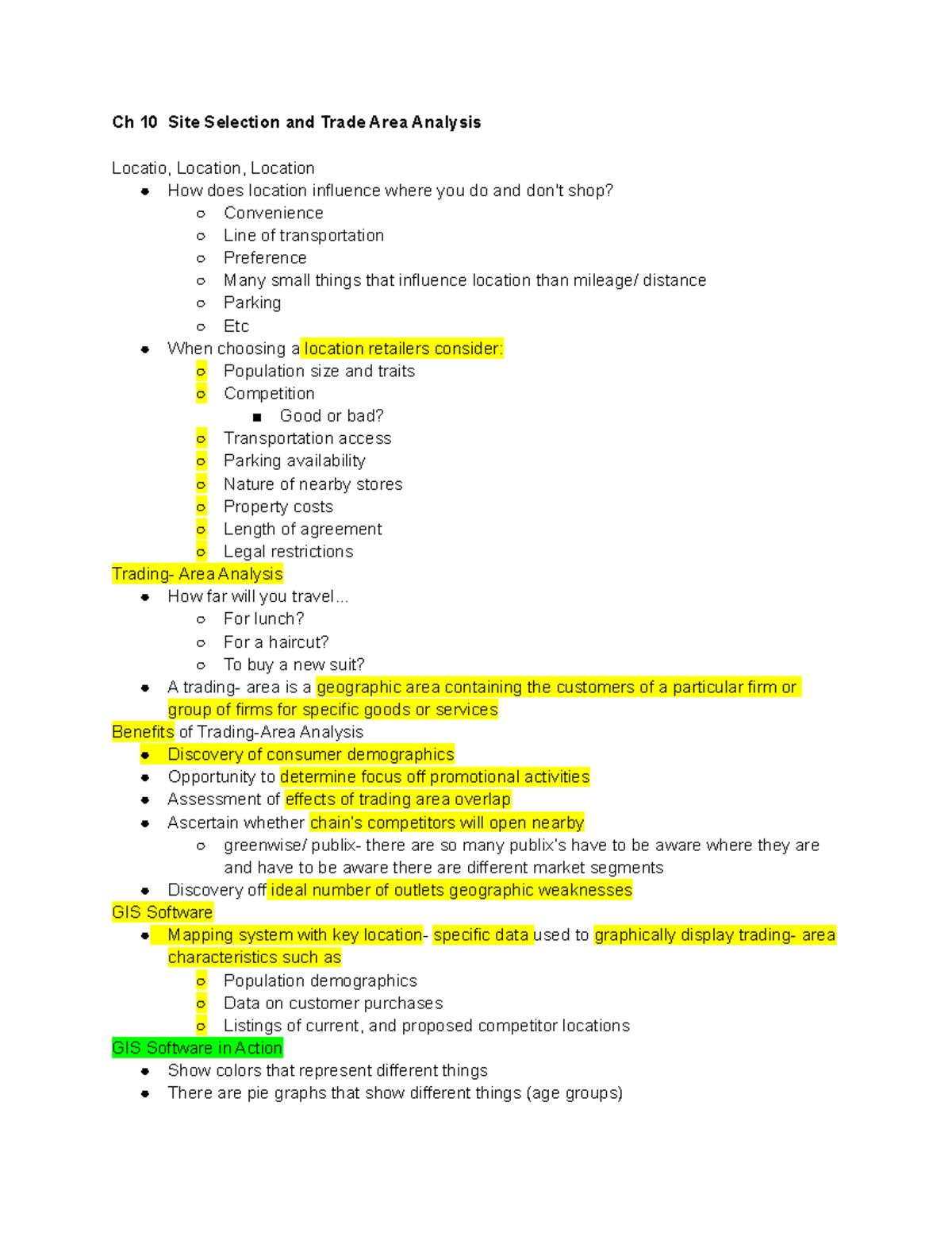 Ch 10 Site Selection and Trade Area Analysis - Ch 10 Site Selection and ...