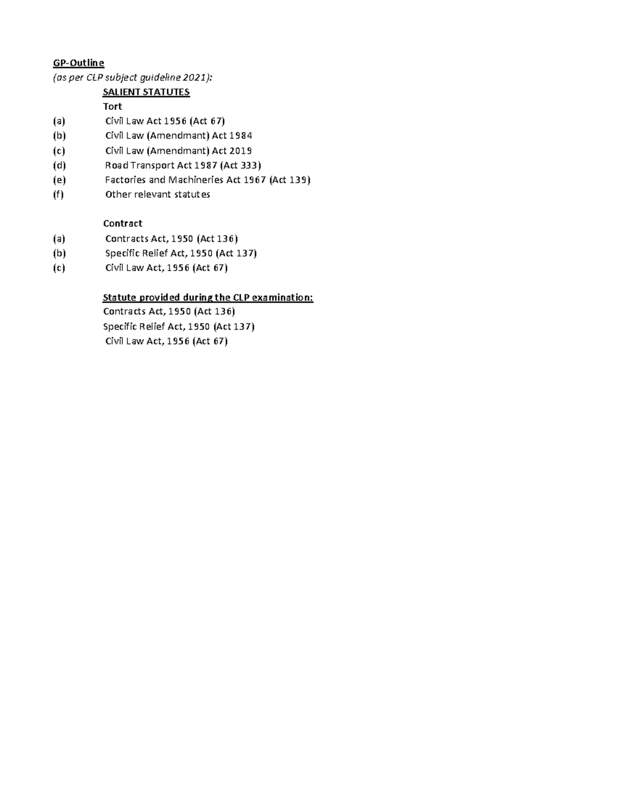 CLP 2021 Subject Outline - Highlight - GP-Outline (as per CLP subject ...