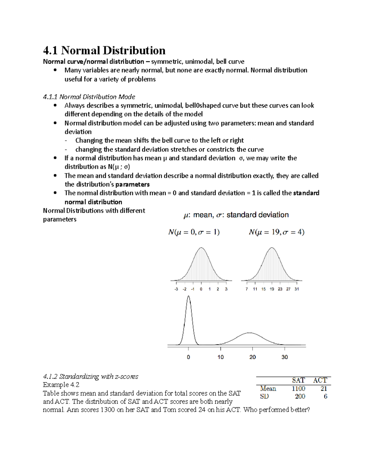 Chapter 4 - 4 Normal Distribution Normal curve/normal distribution ...