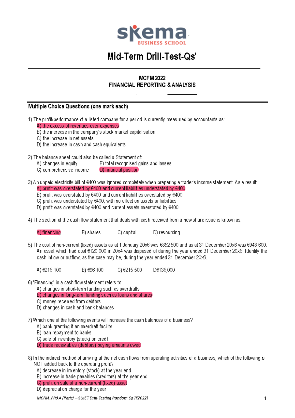 SKM FRA (Paris) - Sujet All Groups Drill-Testing Random Questions ...