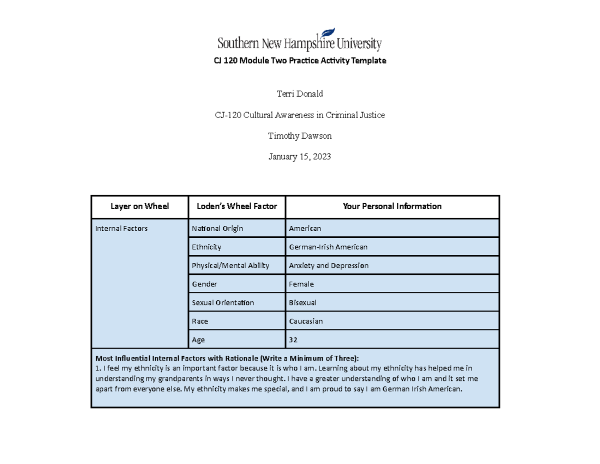CJ 120 Module Two Practice Activity Template (Revised) - CJ 120 Module Two Practice Activity ...
