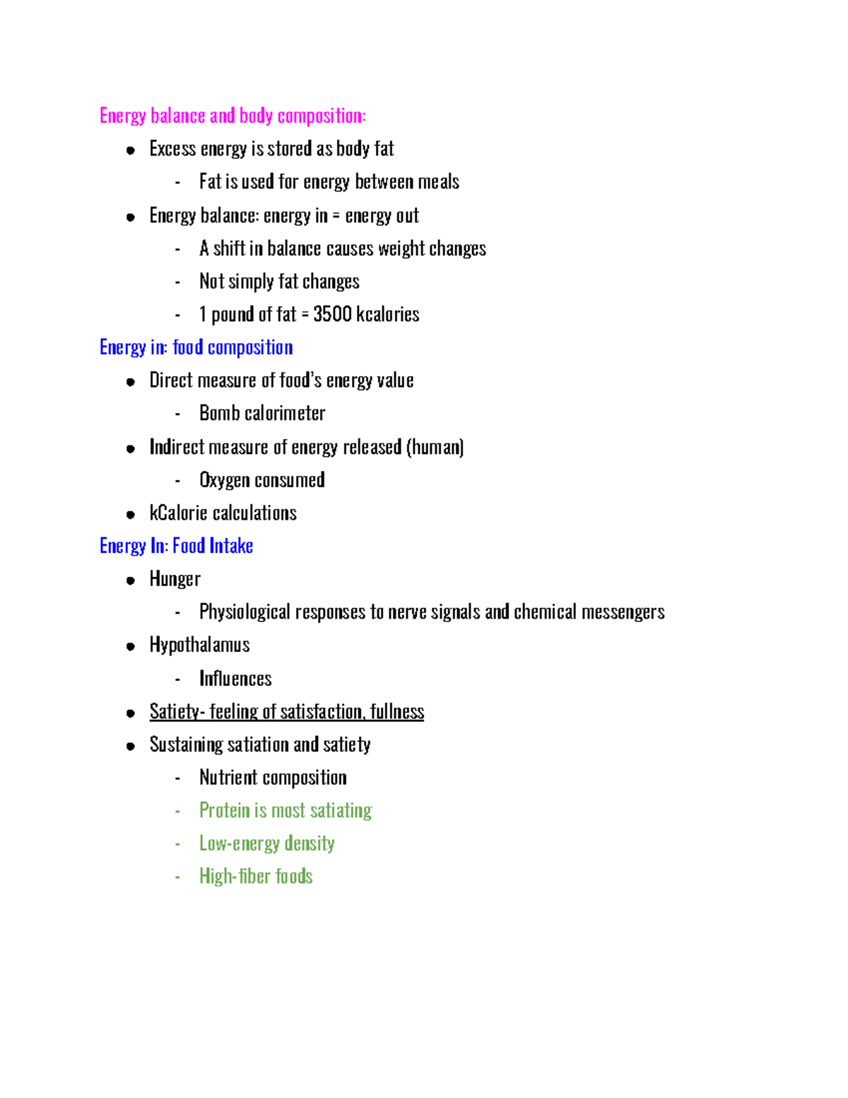 Chapter 8 - Energy balance and body composition: Excess energy is stored as body fat - Fat is ...