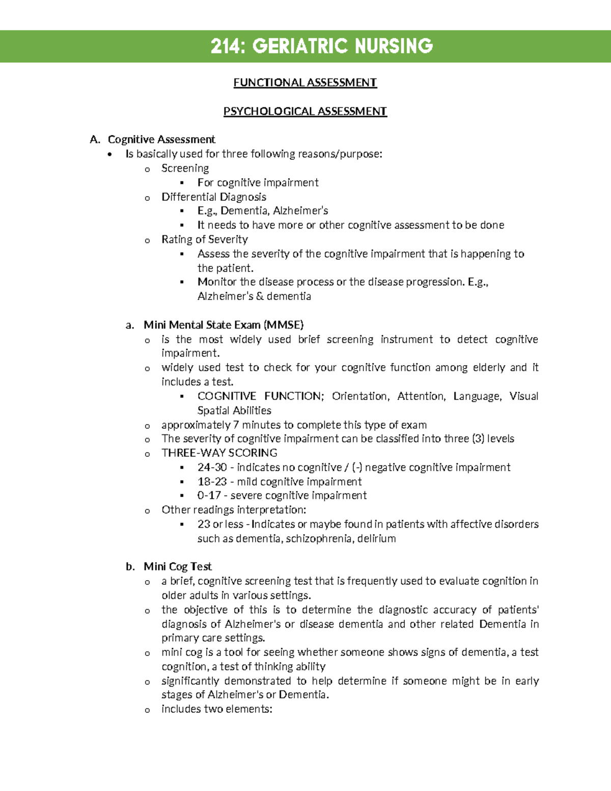 Geriatrics_Functional Assessment (PART III) - FUNCTIONAL ASSESSMENT ...