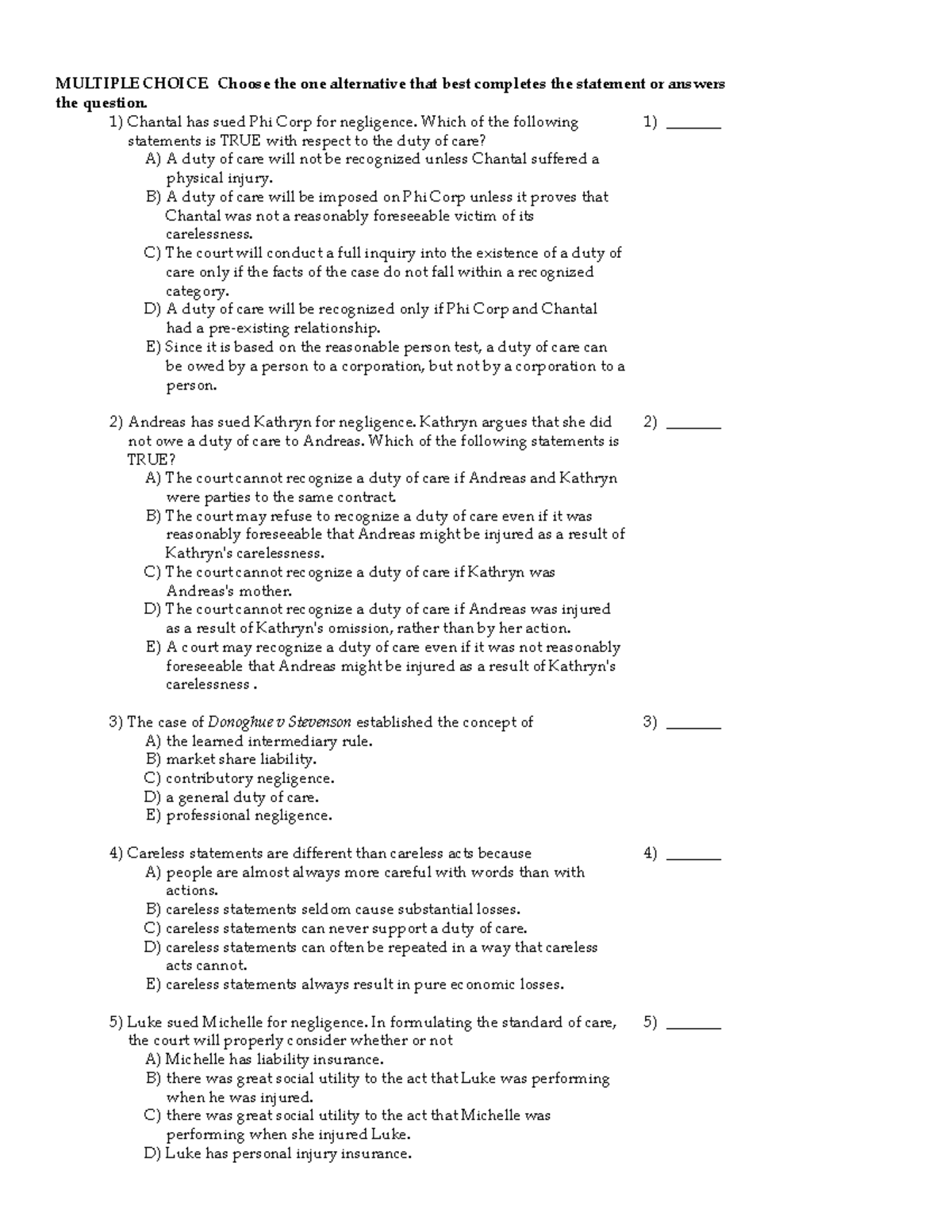 Exam 2014 questions and answers - chapter 6 - MULTIPLE CHOICE. Choose ...
