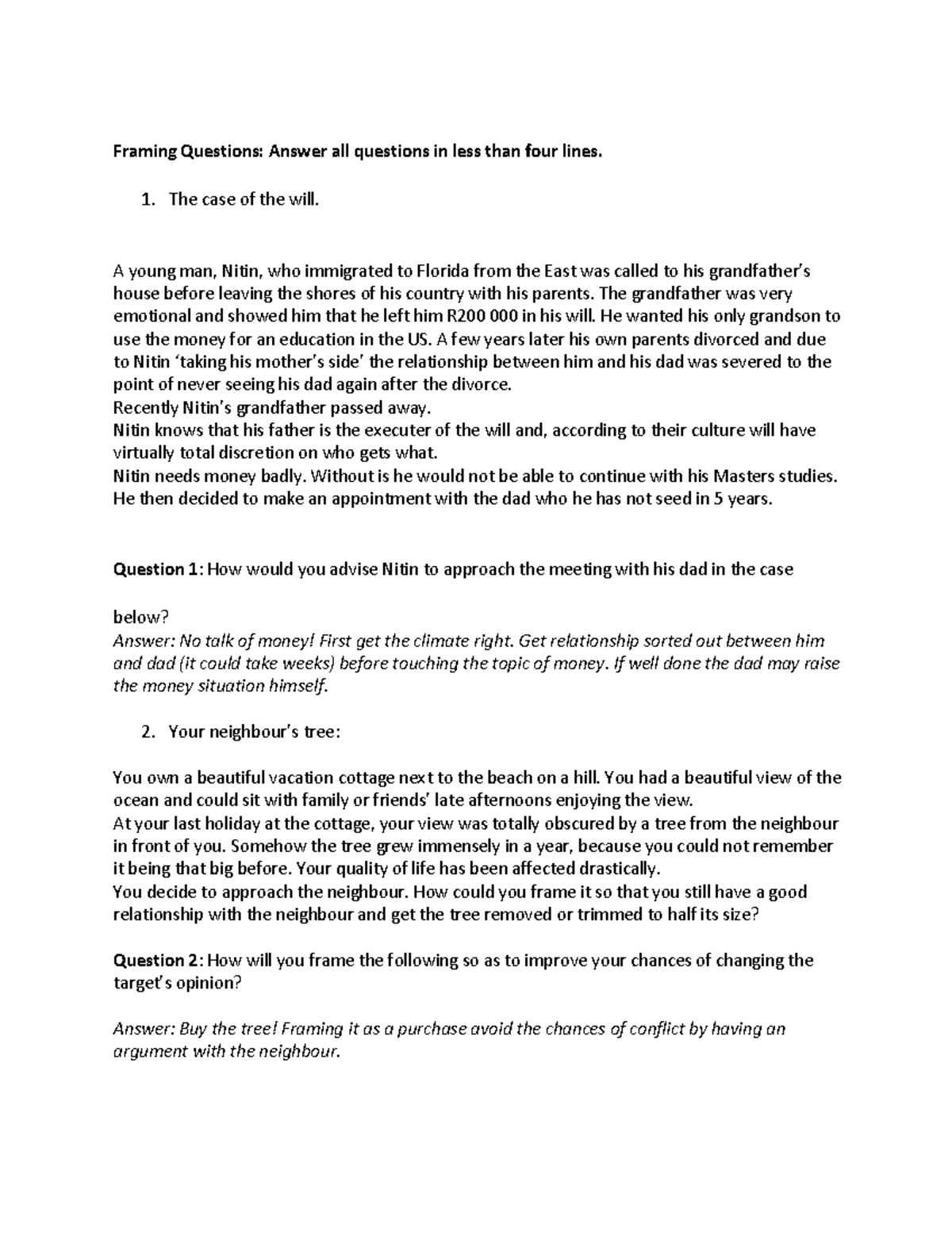 CH3 Framing Activity - Framing Questions: Answer all questions in less ...