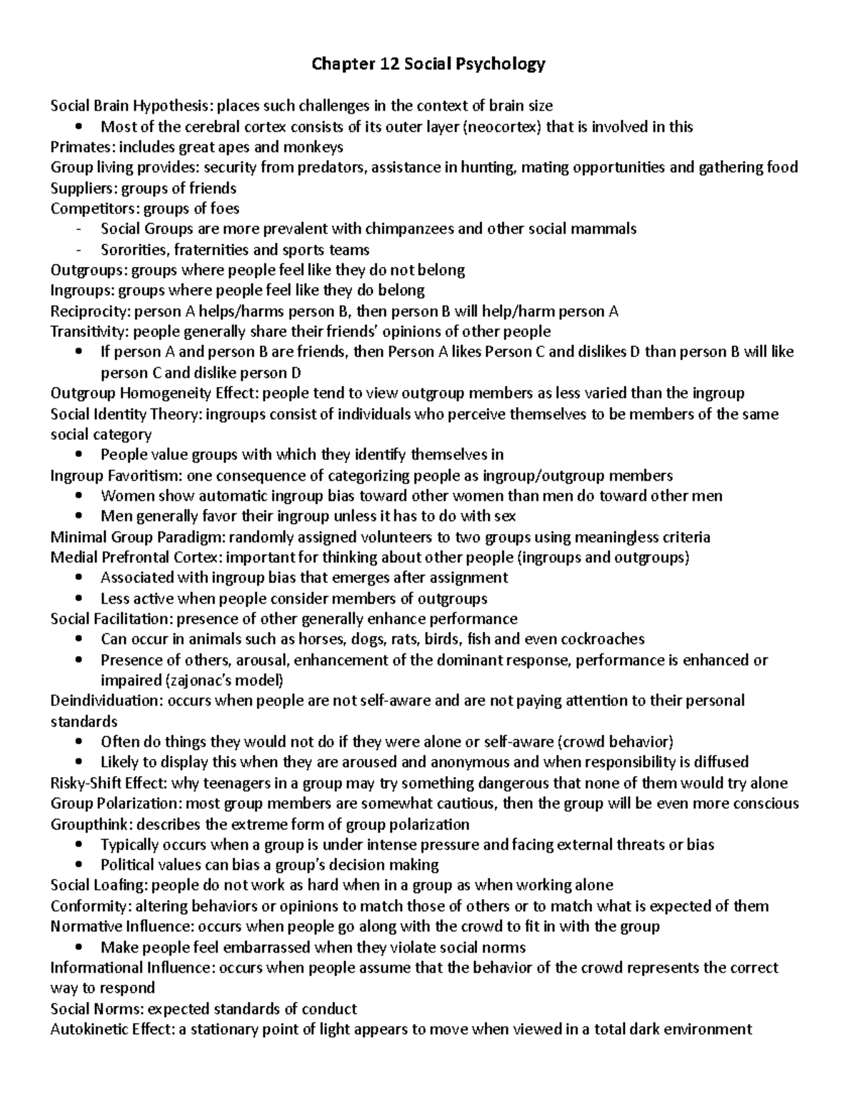 Chapter 12 Social Psychology - Chapter 12 Social Psychology Social ...