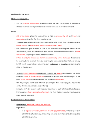 Admin Notes Part 1 - Administrative Law Notes Part Topic 1 (1) – Intro ...