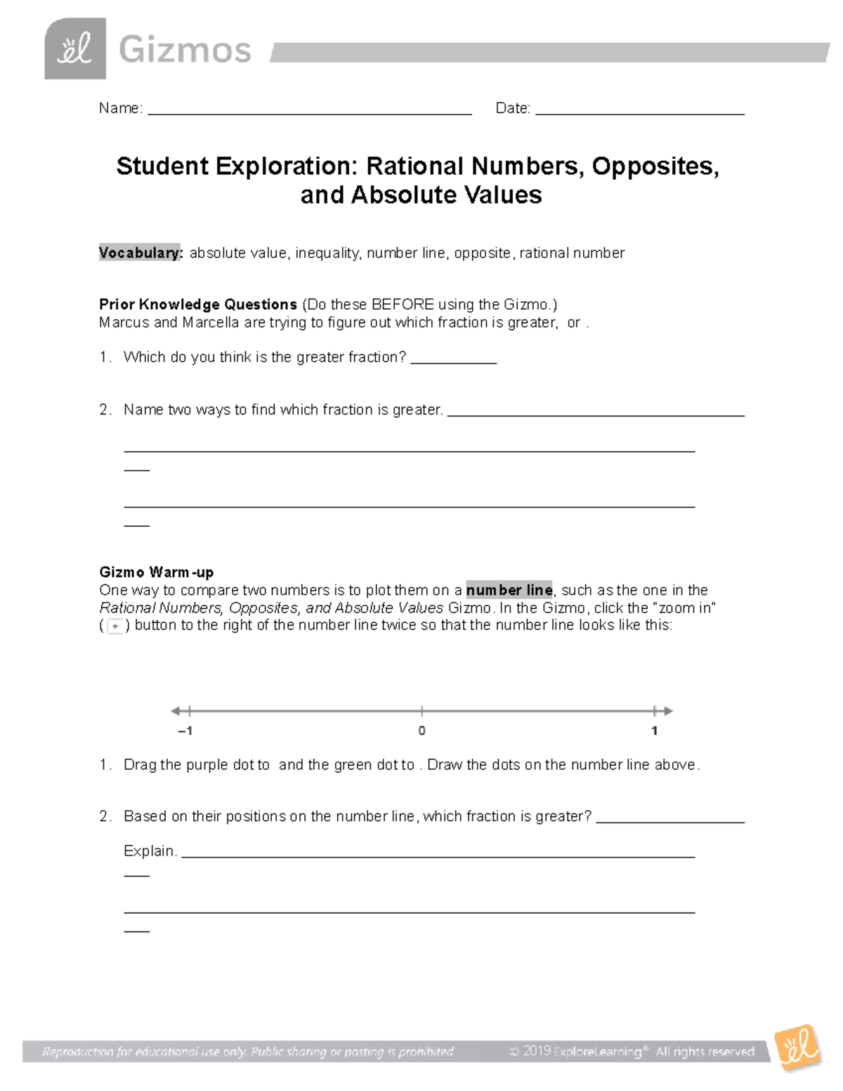 Rationals Opps Abs Vals SE - Name: Date: Student Exploration: Rational ...
