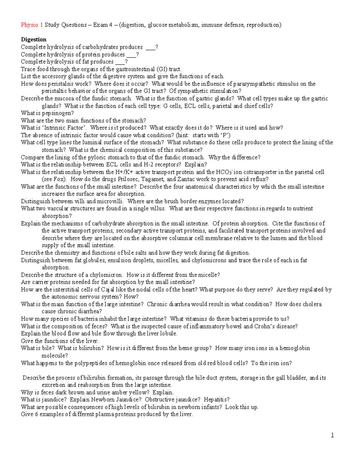 Physio 1 study questions Exam 4 - Physio 1 Study Questions – Exam 4 ...