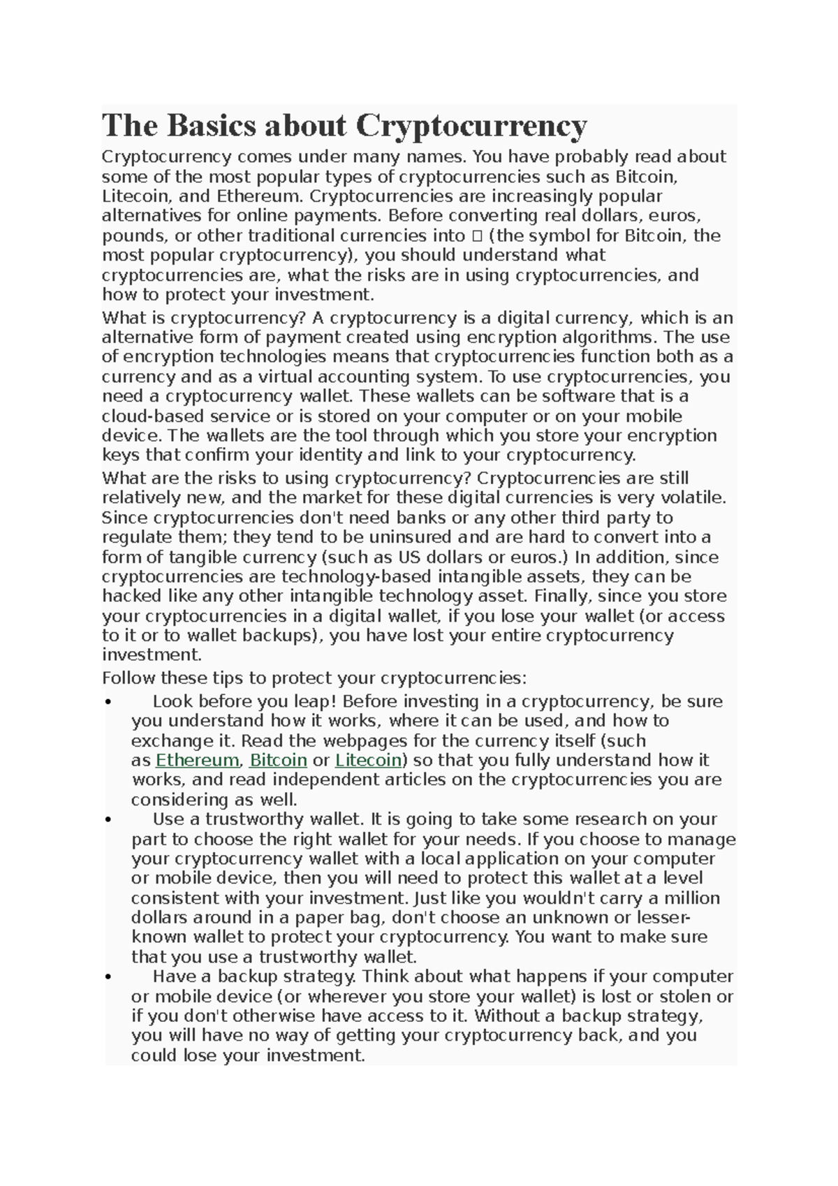 The Basics about Cryptocurrency - The Basics about Cryptocurrency ...