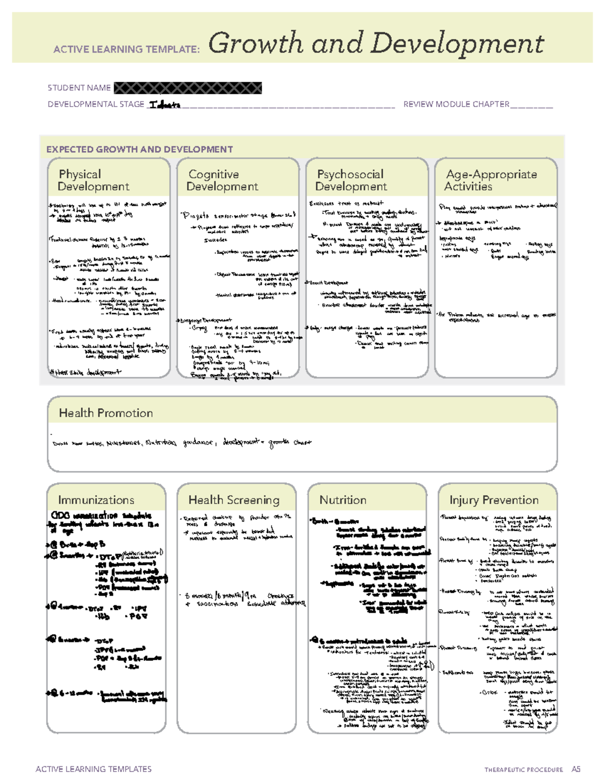 growth and development infants - ACTIVE LEARNING TEMPLATES THERAPEUTIC ...